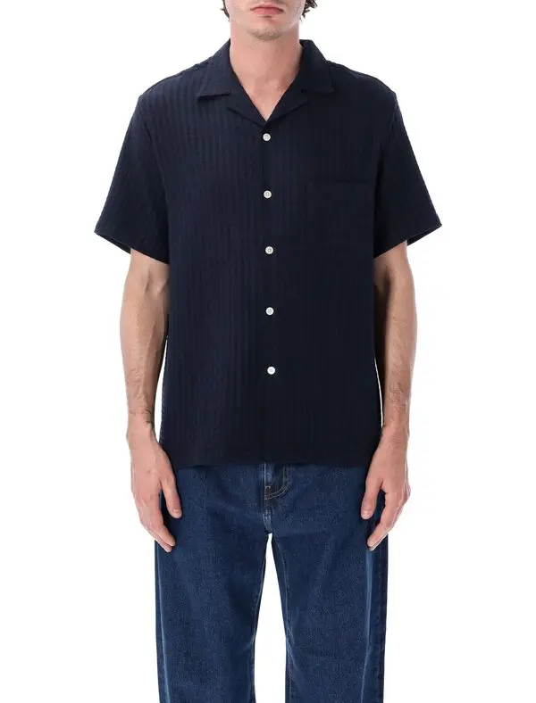 Portuguese Flannel Mini Short Sleeve Shirt Elegant And Relaxed Fit - Blue