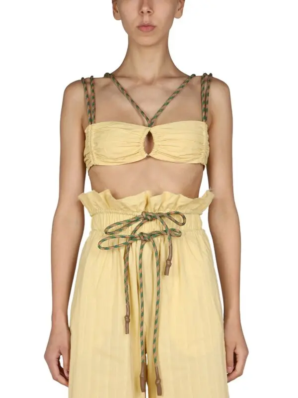 MIISTA Strappy Crop Top With Contrasting Trekking Straps - Yellow