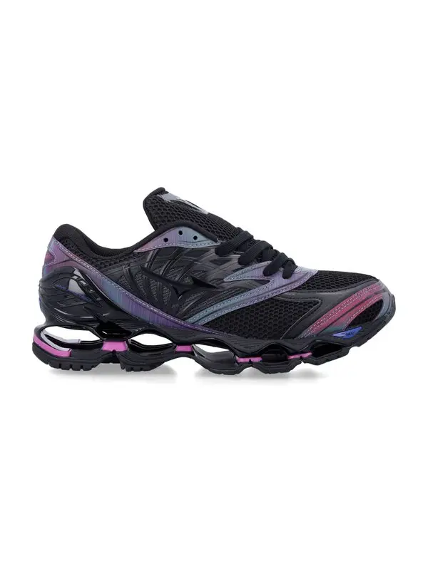 Mizuno Wave Print Sneakers With Floral Embroidery - Blue