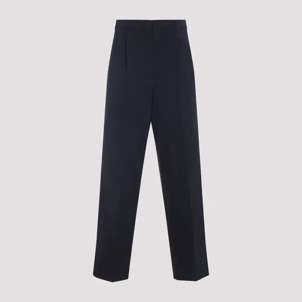 Miu Miu Wool Blend Straight Leg Trousers - Blue