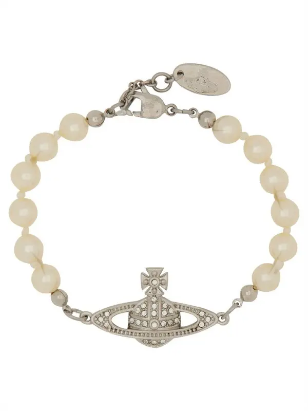 VIVIENNE WESTWOOD Mini Orb Pendant Pearl Bracelet - Silver