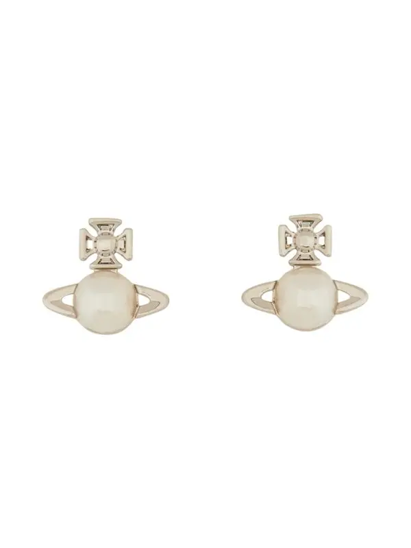 VIVIENNE WESTWOOD Orb Pearl Stud Earrings - Silver
