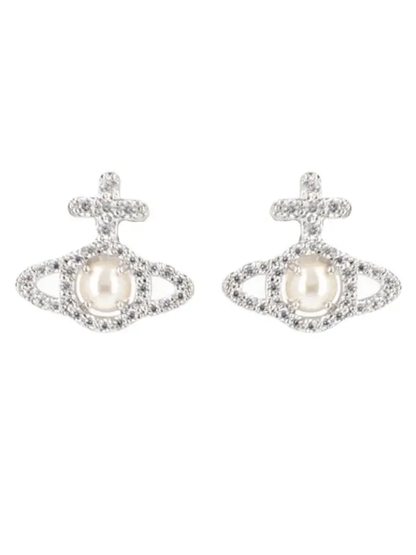 VIVIENNE WESTWOOD Orb Pearl Stud Earrings - Silver
