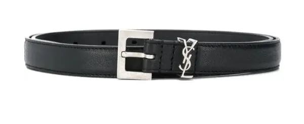Saint Laurent Thin Belt With Cassandre Loop - Black