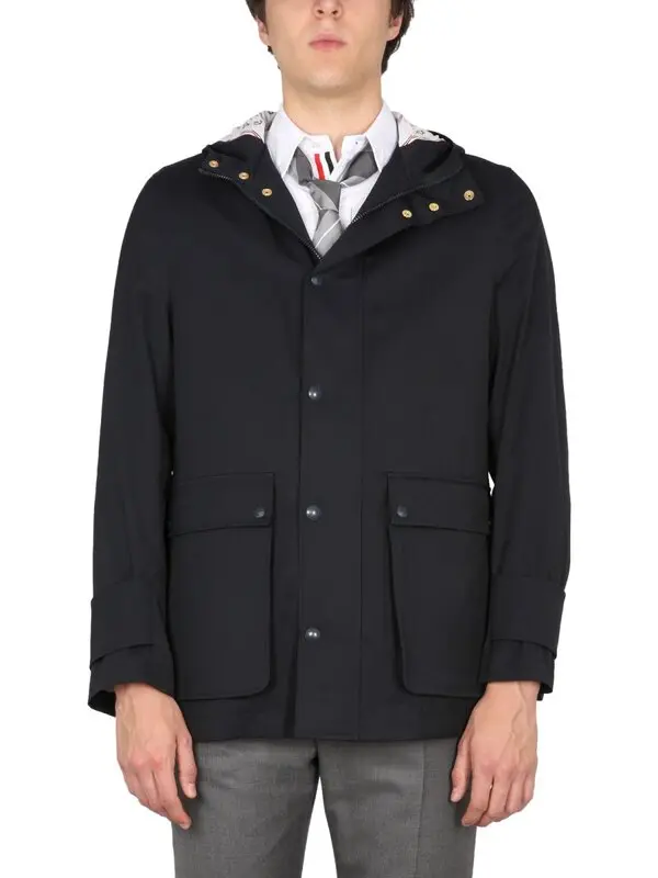 Thom Browne Nylon Tech Parka With Snap Front