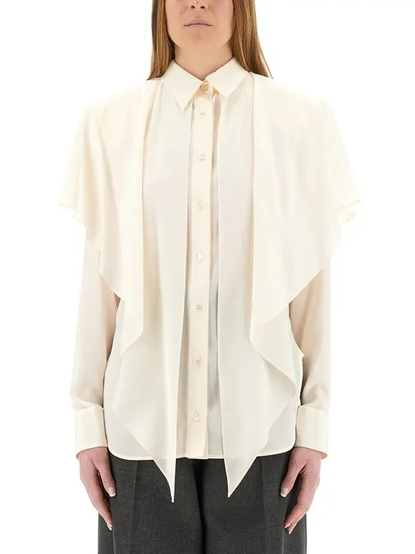 Stella McCartney Layered Panel Semi-sheer Silk Shirt - Ivory