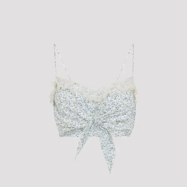 Ermanno Scervino Floral Print Lace Detail Silk Camisole - Multicolour