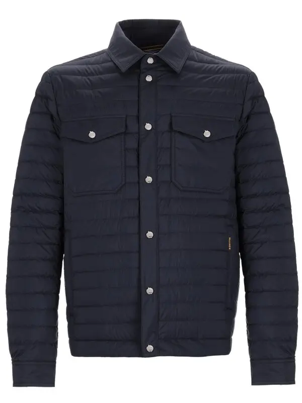MOORER Quilted Button-detailed Jacket - Blue