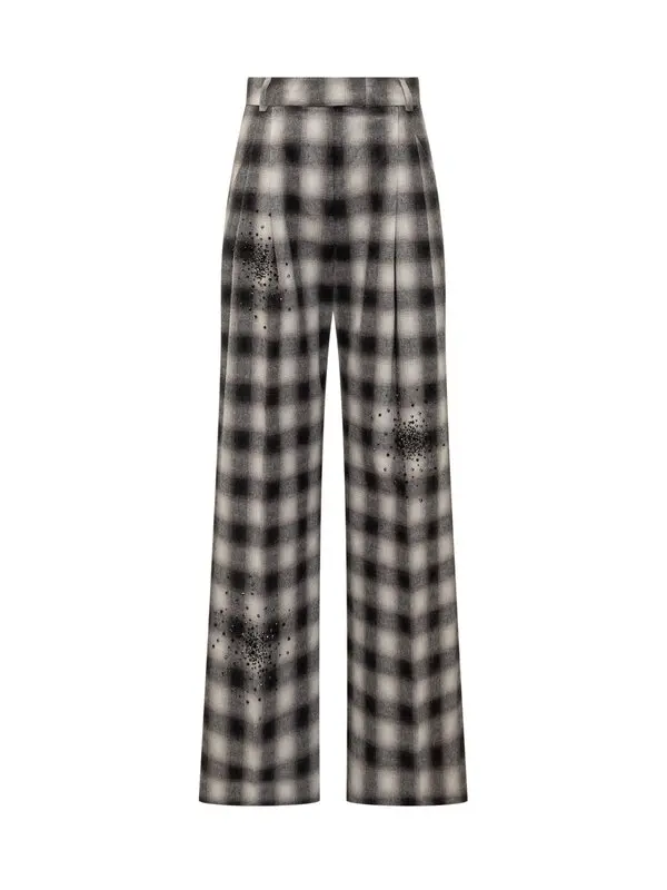 DES_PHEMMES Tartan Print Embellished Trousers - Noir
