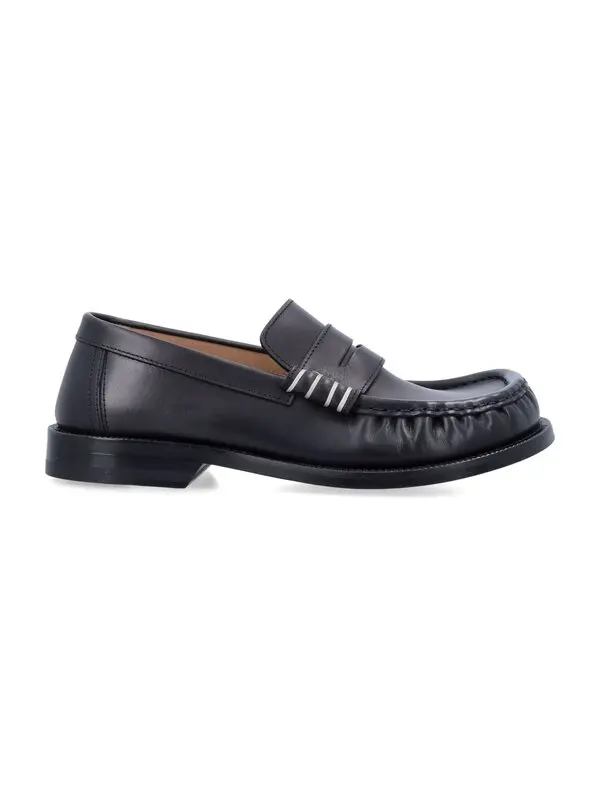 JW Anderson Leather Loafer Moccasins With Box-stitch Detailing - Black