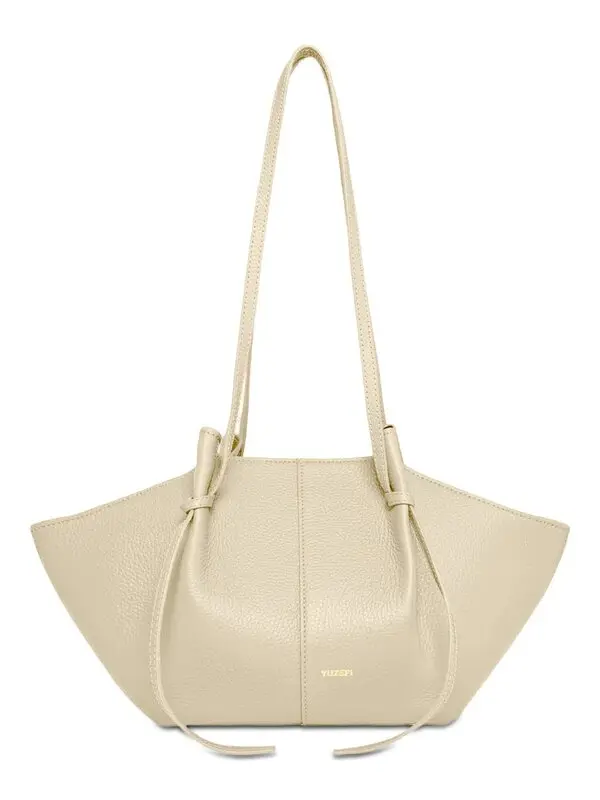 Yuzefi Mochi Pebble Grained Leather Shoulder Bag - Ivory