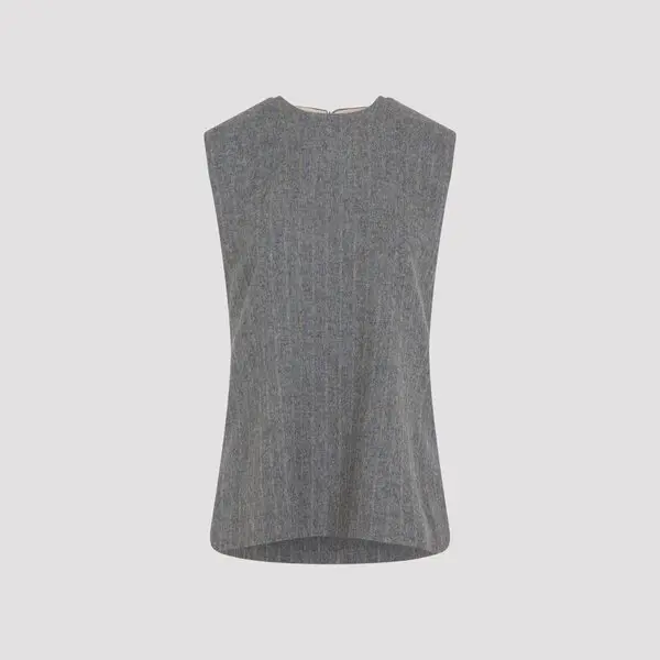 Carven Sleeveless Top In Grain De Poudre - Grey