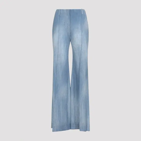 Ermanno Scervino Wide-leg Chiffon Trousers With Jeans Print - Blue