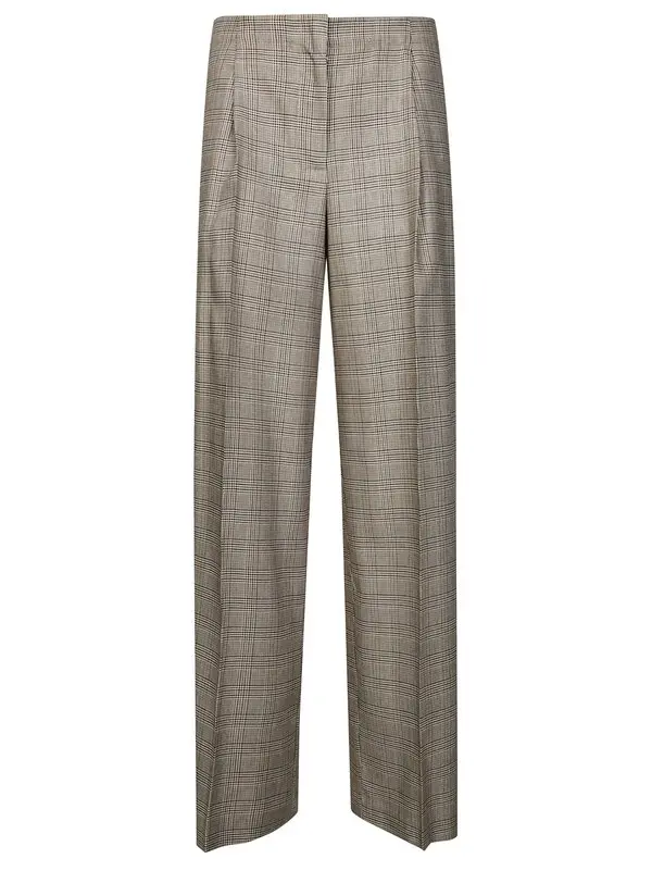 8PM Wide-leg Tartan Trousers - Beige