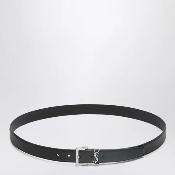 Saint Laurent Cassandre Belt In Smooth Leather - Black