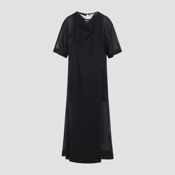 Carven Sheer Draped Midi Dress - Black