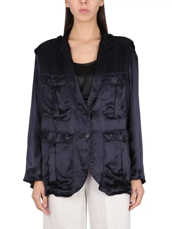 Aspesi Single-breasted Viscose Jacket With Notch Collar