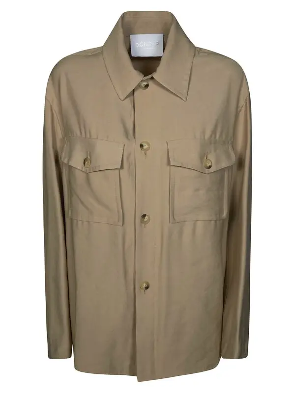 DONDUP Viscose Gabardine Regular-fit Shirt - Beige