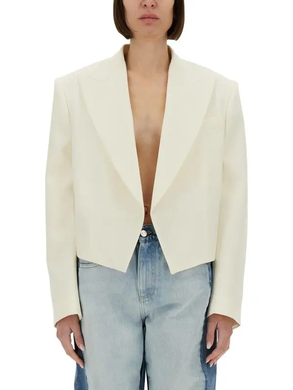 Stella McCartney Cropped Double-breasted Wool-tweed Blazer - White