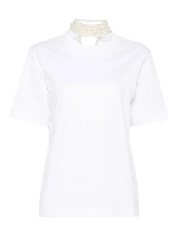 Carven Embellished V-neck Cotton T-shirt