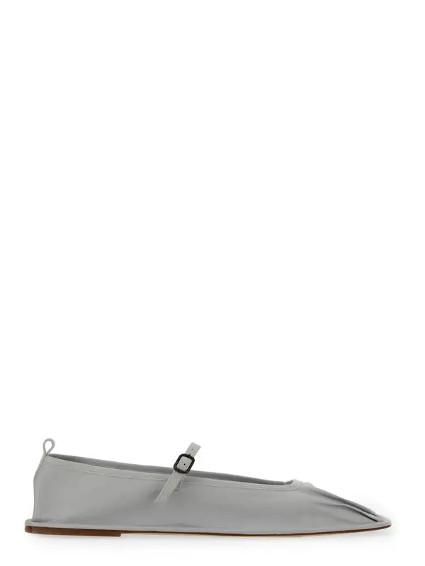 Hereu Lambskin "dansa" Mary Jane Flats With Pleated Toe - Grey