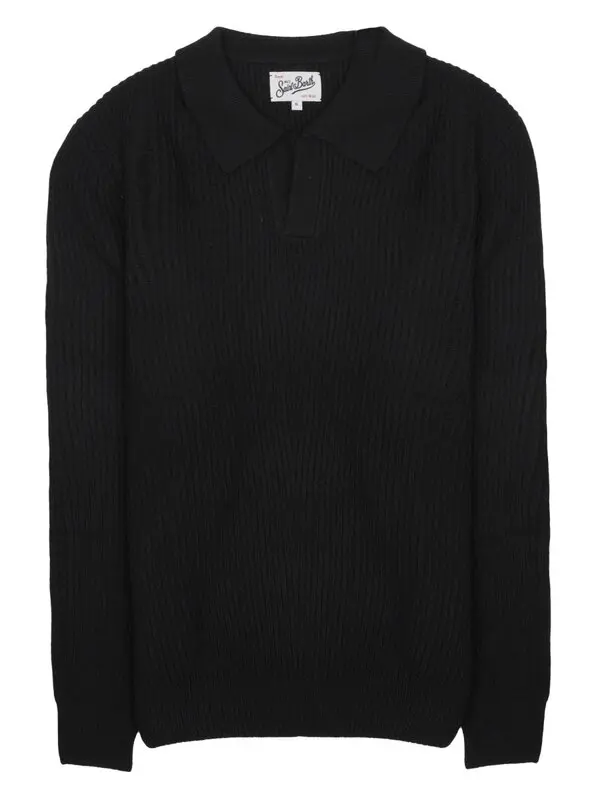 MC2 SAINT BARTH Classic Wool Polo Sweater - Black