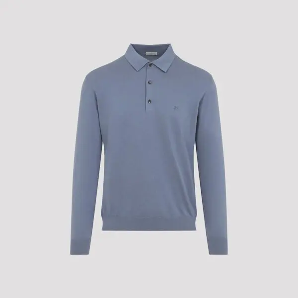 Etro Knitted Cotton Polo - Blue