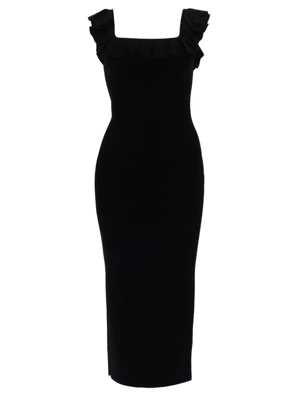 Michael Kors Square Neck Ruffled Mini Dress - Black