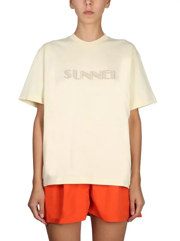 Sunnei Crewneck T-shirt With Logo Embroidery