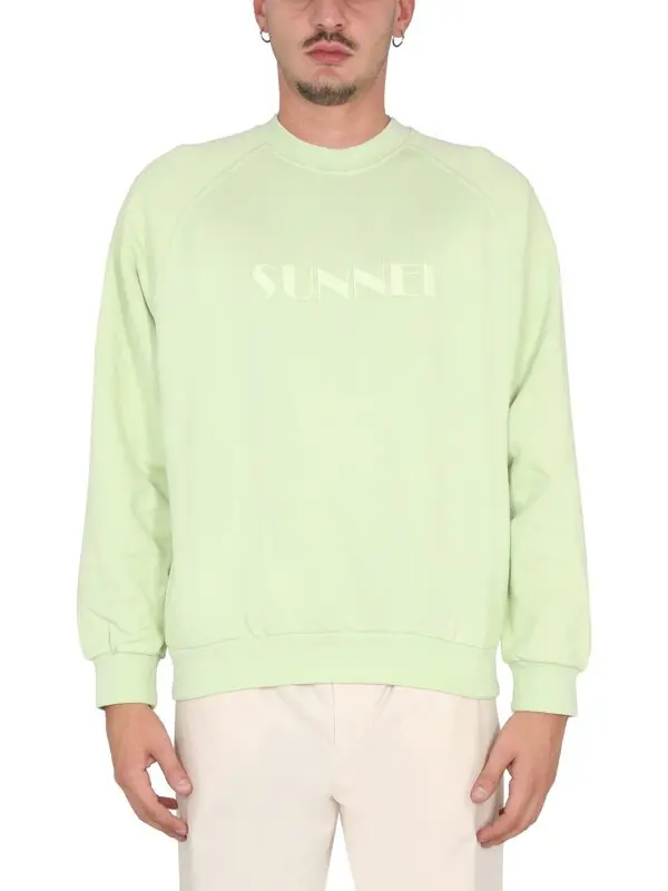 Sunnei Crewneck Sweatshirt With Debossed Logo - Green