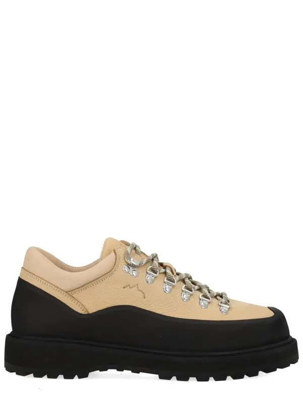Diemme Cornaro Gomma Leather And Suede Sneakers - Beige