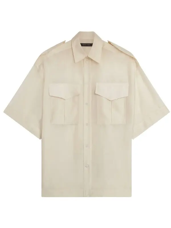 Phoebe Philo Silk Short Sleeve Utility Shirt - Ivory