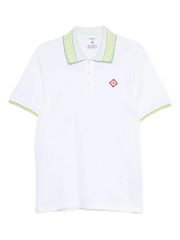 Casablanca Cotton Pique Polo Shirt With Contrasting Cuffs - White
