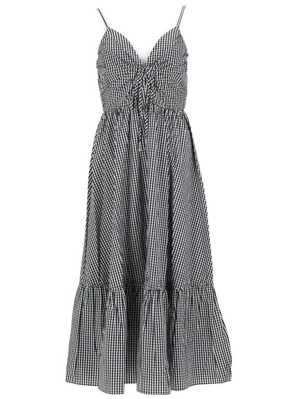 Michael Kors Gingham Spaghetti Strap Maxi Dress - Black