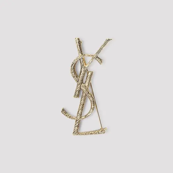 Saint Laurent Monogramme Brooch - Metallic