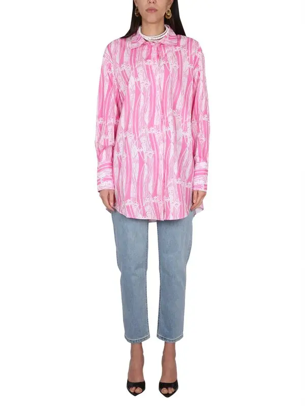 PATOU Printed Tie-waisted Shirt Dress - Pink