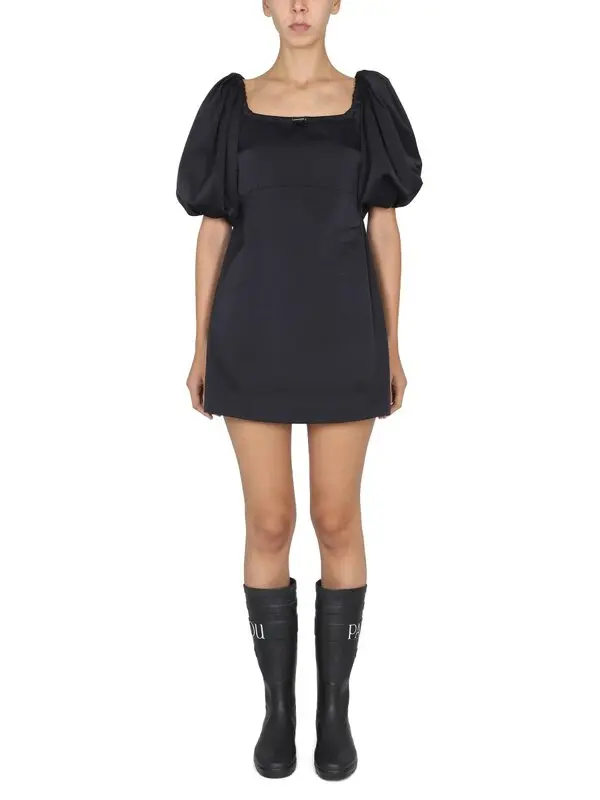 PATOU Balloon Sleeve Drawstring Dress - Black
