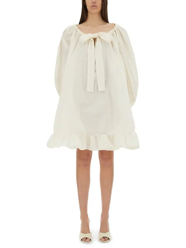 PATOU Recycled Faille Dress With Grosgrain Ruffle Hem - Ivory