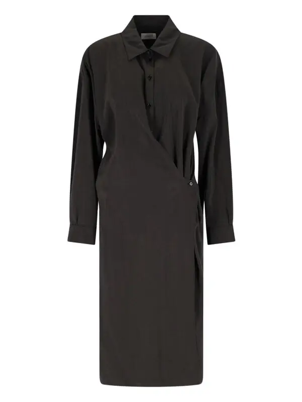 LEMAIRE Lemiaire Twisted Collared Silk Blend Dress - Brown