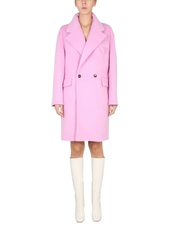 Bottega Veneta Alpaca, Wool And Mohair Double Face Coat - Pink