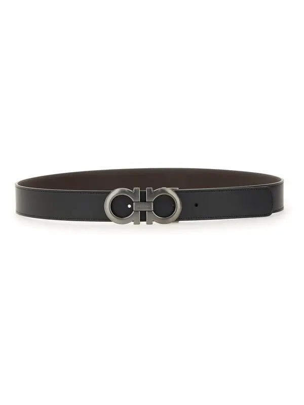 FERRAGAMO Reversible Gancini Belt - Black