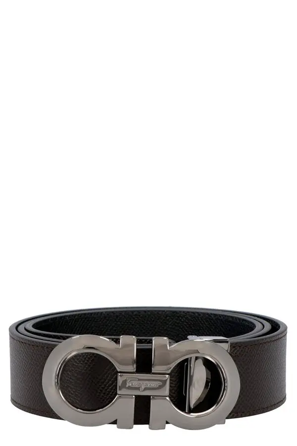 FERRAGAMO Reversible And Adjustable Gancini Belt - Brown