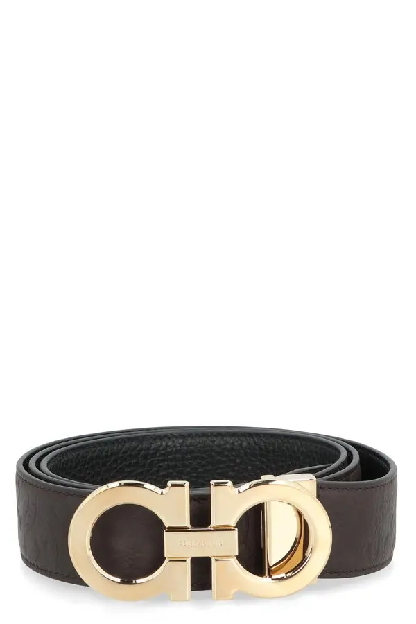 FERRAGAMO Reversible And Adjustable Gancini Belt - Brown