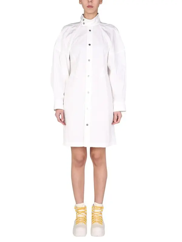 Bottega Veneta High Neck Button Up Dress - White