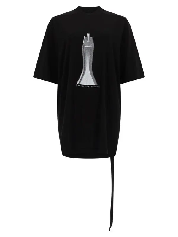 Rick Owens Oversized Graphic T-shirt With Drawstring - Black