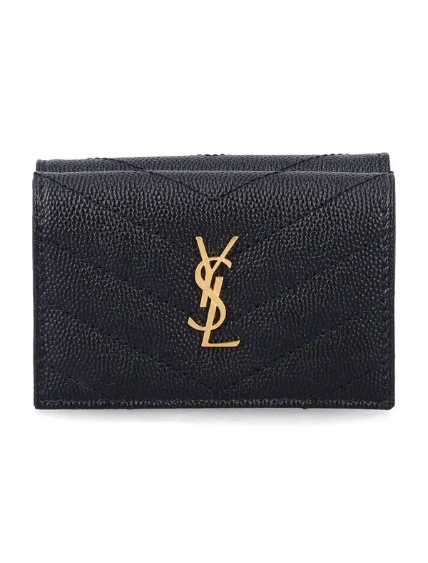 Saint Laurent Wallet Tri-fold Monogram Origami Tiny Wallet Quilted Grained Leather