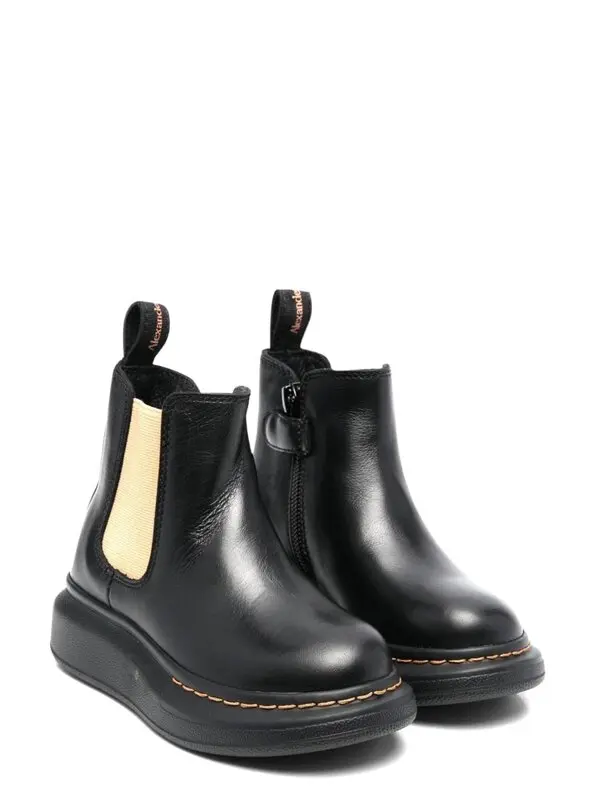 Alexander McQueen Calf Leather Chelsea Boots With Contrasting Elastic Detail