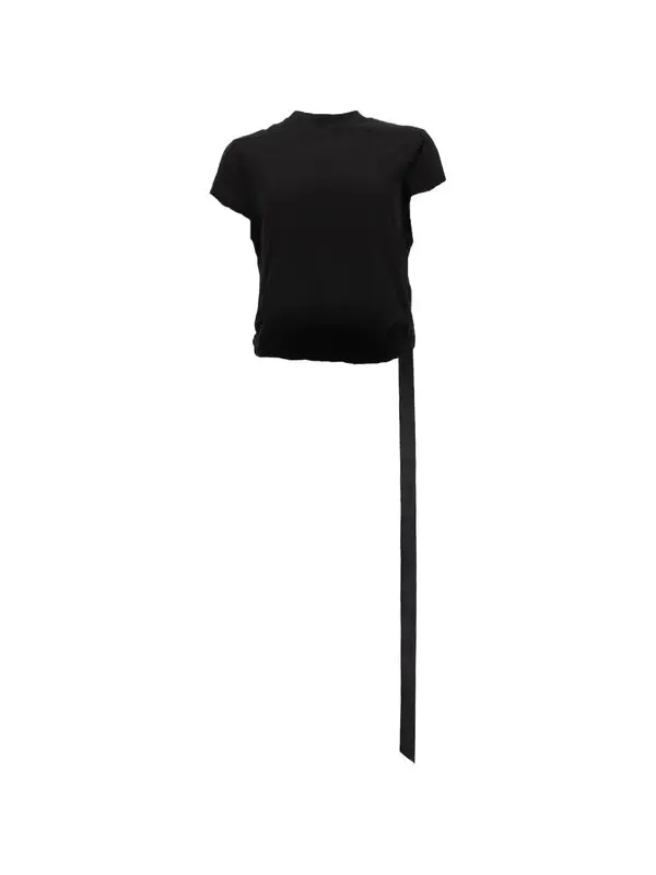 Rick Owens Short Sleeve Round Neck Tee With Draped Detail - Black