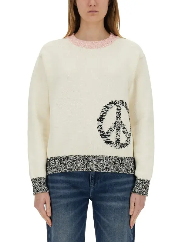 Moschino Peace Symbol" Knit Sweater - Ivory
