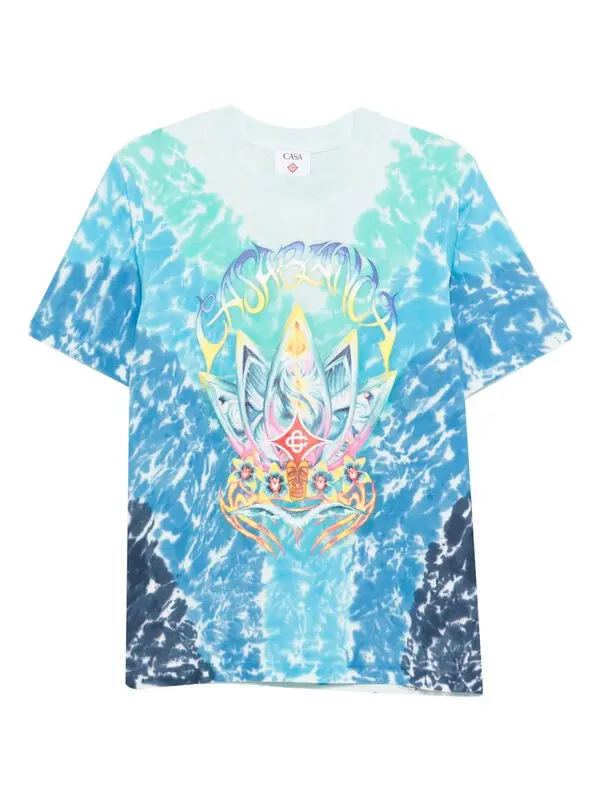 Casablanca Tie-dye Print Crew Neck T-shirt - Blue